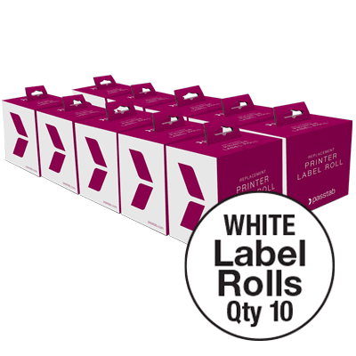 BULK & SAVE 10 x Passtab Printer Label (Sticky) Rolls (White)