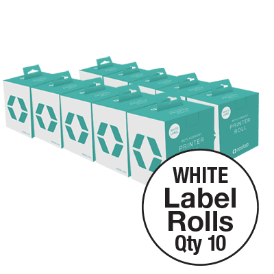 BULK & SAVE 10 x Resitab Printer Label (Sticky) Rolls (White)